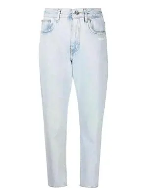 Off-White Diag-stripe Cropped Jeans - Blue