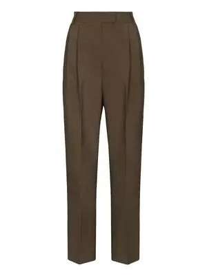 THE FRANKIE SHOP Bea High-waisted Tapered Trousers - Brown