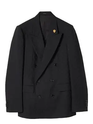 Gucci Double-breasted Gg Wool Jacket - Black