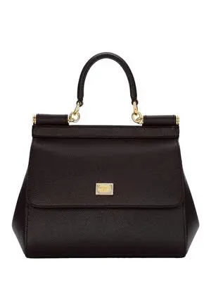 Dolce & Gabbana Sicily Medium Leather Crossbody Bag - Black