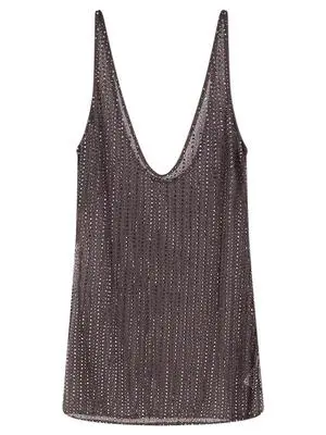 VENUJA Crystal Rhinestone Mini Dress - Grey