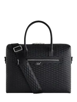 Kith Monogram Leather Messenger Briefcase - Black