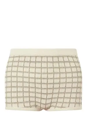 THE ELDER STATESMAN Ida Checked Cashmere Shorts - Neutrals