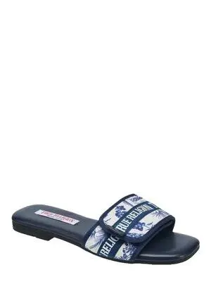 True Religion Logo Adjustable Sandal - Blue