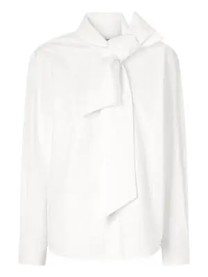 Saint Laurent Scarf Detailed Cotton-poplin Shirt - White