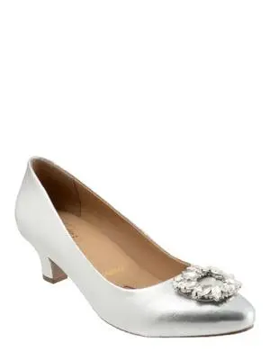 Trotters Kitten Heel Pumps - Silver