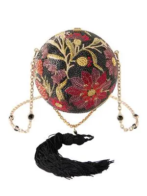 Judith Leiber Lillian Crystal-embellished Clutch - Black