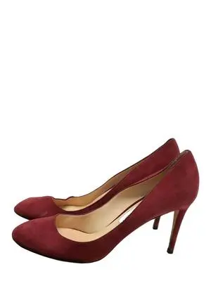 JIMMY CHOO Suede Almond Toe Stiletto Pumps - Red