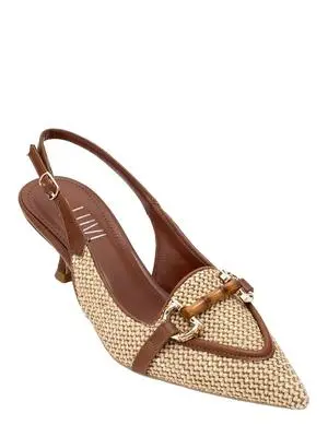 PROLOGUE SHOES Osca Pointed Toe Buckled Slingback Pump - Cognac