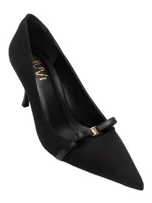 PROLOGUE SHOES Pointed Toe Pump With Bow Detailing - Black