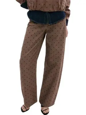 Mango Polka Dot Straight Leg Jeans - Chocolate