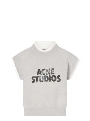 Acne Studios Printed Cotton-Jersey Sweatshirt Light Gray