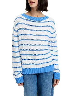 FRENCH CONNECTION Stripe Open Stitch Cotton Sweater