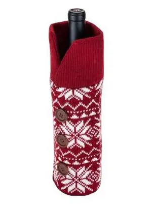 TWINE Wool Holiday Wine Bottle Sweater - Red