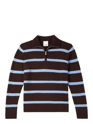 ALLUDE Wool And Cashmere-blend Half-zip Sweater - Brown
