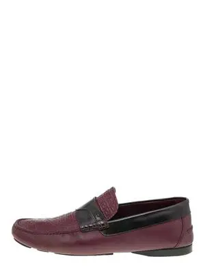 Versace Monogram Embossed Leather Loafers - Red
