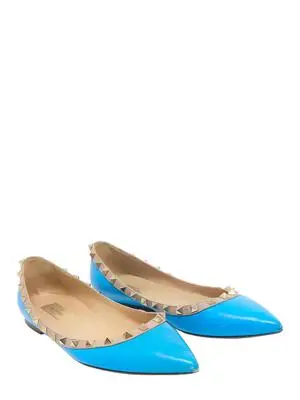 Valentino Garavani Rockstud Leather Ballet Flats - Blue
