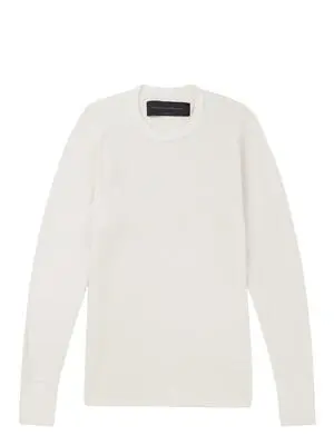 AARON LEVINE Waffle-knit Cotton Sweater - Neutrals