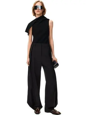 Loewe Wide-leg Wool Trousers - Black