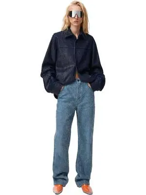 Loewe Overshirt In Nappa Lambskin - Dark Blue
