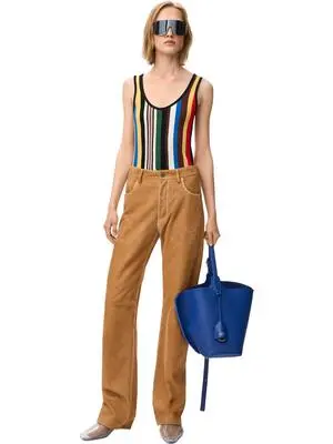 Loewe Trousers In Suede Goatskin - Camel