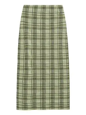 Cos Checked Cotton-jacquard Midi Skirt - Green