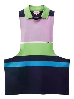 Versace Striped Cotton-jersey Tank Top - Blue