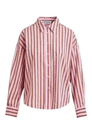 Essentiel Antwerp Striped Rhinestone Embellished Shirt - Pink