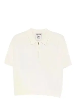 SEMICOUTURE Half-zip Polo Top - Neutrals