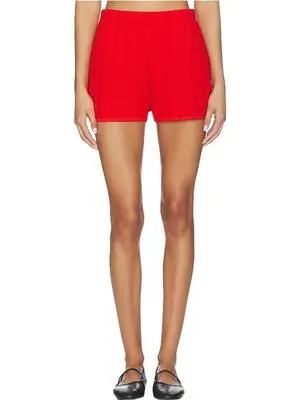 Soft Goat Pointelle Shorts - Red
