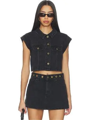 Abrand Denim My Rose Shacket - Black