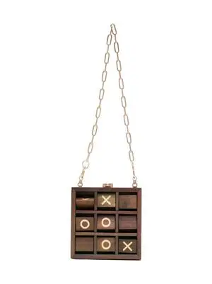 Cult Gaia Tic Tac Toe Chain Clutch Brown
