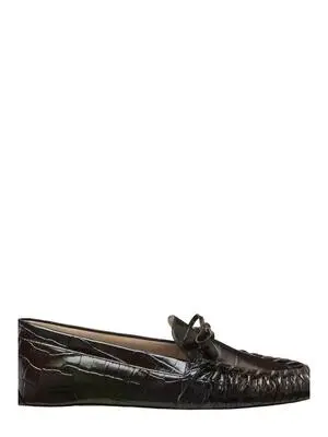 STUART WEITZMAN Bow Embossed Loafers - Brown