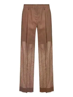 Brunello Cucinelli Pleated Wide-Leg Trousers Brown