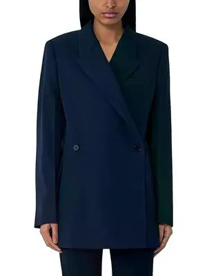 JIL SANDER Double-Breasted Blazer Blue