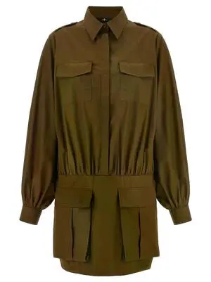 7 For All Mankind Utility Poplin Mini Dress - Brown