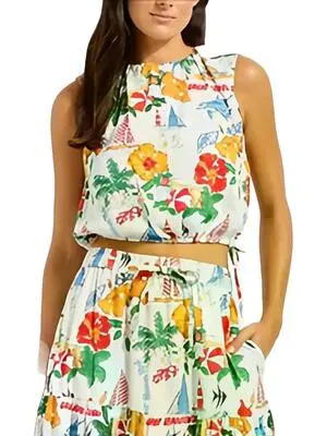 Seafolly Printed Blouse - White