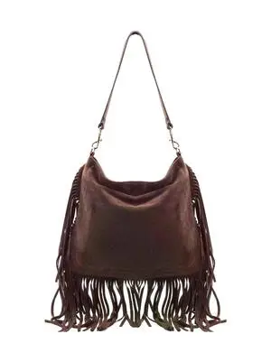 AVENUE 67 Yana Fringe-detail Suede Shoulder Bag - Brown