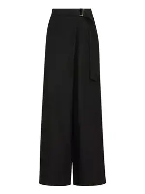 Brunello Cucinelli Fluid Twill Palazzo Trousers With Monili Embellishment - Black