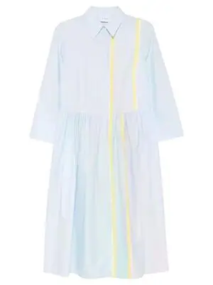 Akris Striped Shirred Dress - Blue