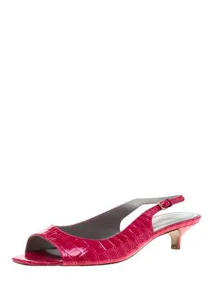 SERGIO ROSSI 40mm Crocodile-embossed Sandals - Red