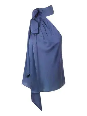 Ralph Lauren Charmeuse Tie-neck Blouse - Blue