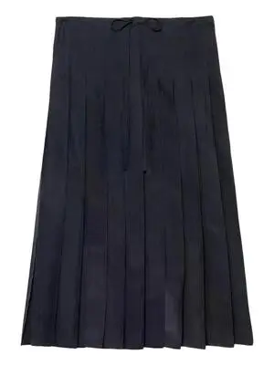 Prada Pleated Silk Midi-skirt - Blue