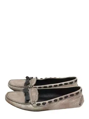 Prada Bow Detail Leather Loafers - Neutrals