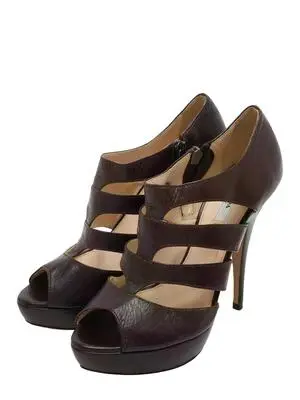 PRADA Cut-Out Leather Heeled Pumps