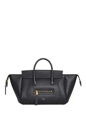 Celine Little Luggage In Grained Calfskin - Black