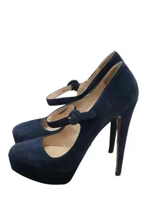 Prada Suede Platform Pumps - Blue