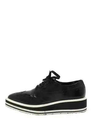 Prada Platform Leather Derby Shoes - Black