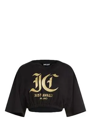 Just Cavalli Cotton Jersey Crop T-shirt - Black