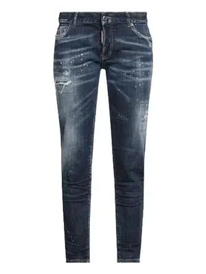 Dsquared2 Tapered Jeans With Leather Trim - Blue